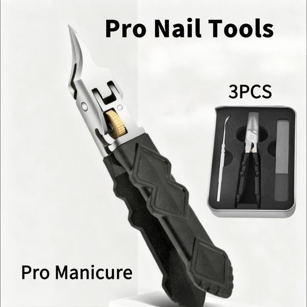 Cilifer® Black Anti-Slip Grip Gear Lock Nail Clipper Set with Ultra-Sh ...